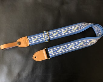 Dark Blue Guitar Strap With Paisley Motives. Blue and Pink - Etsy
