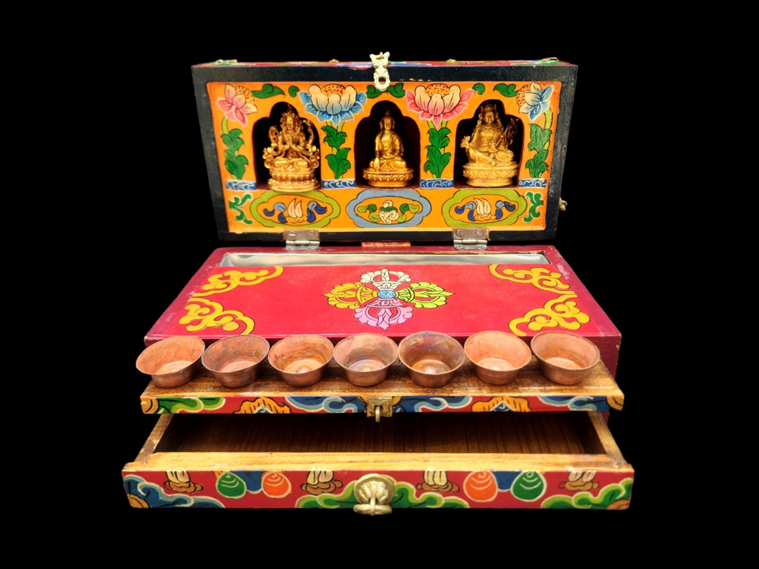 Buddhist Handmade Wooden Traveling Altar Box, With Gods Foldable ...