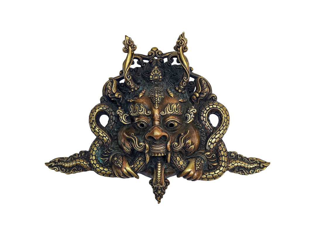 8 by 12 Inch, Cheppu Metal Mask, Buddhist Handmade Ritual Mask, Antique ...