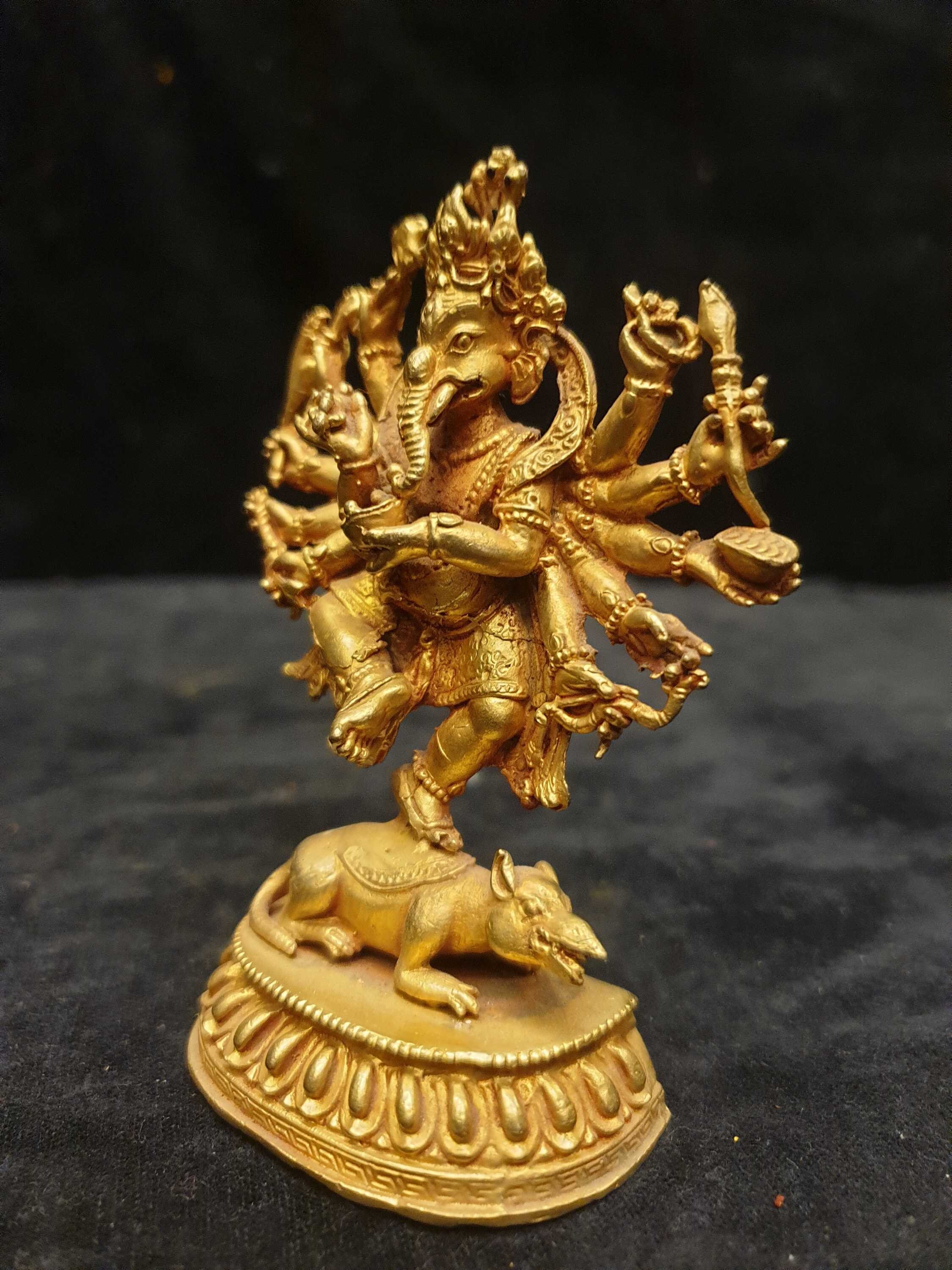 4inches Buddhist Miniature Statue of Ganesh Red Jambhala, Ganesha, Full ...