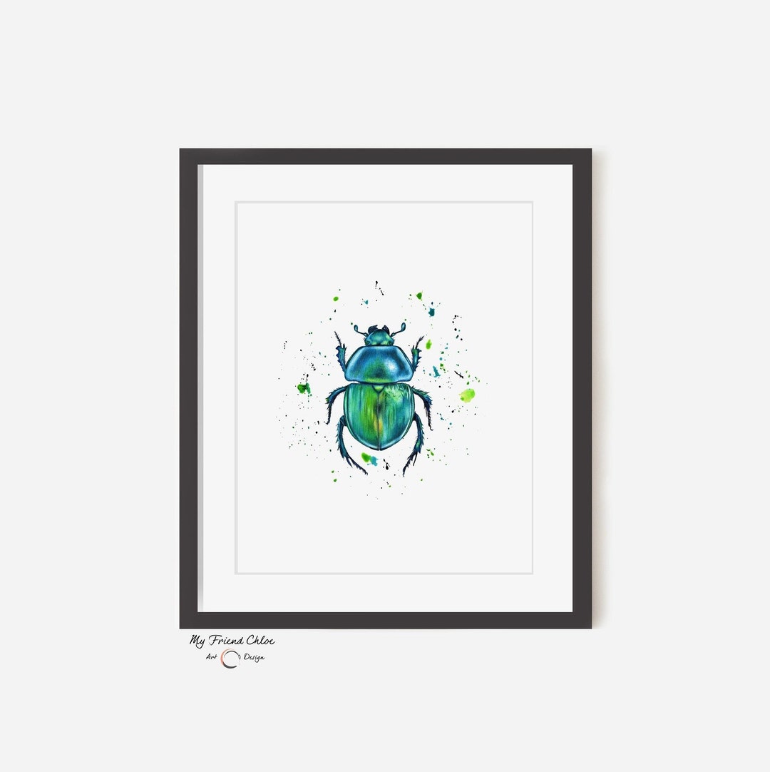 Scarab Beetle Print, Scarab Beetle Art, Beetle Print, Insect Art ...