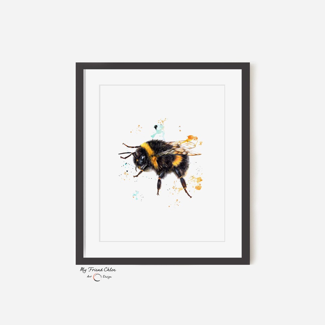 Bee Print, Framed Bee Picture, Modern Bee Art, Insect Art, Framed in ...