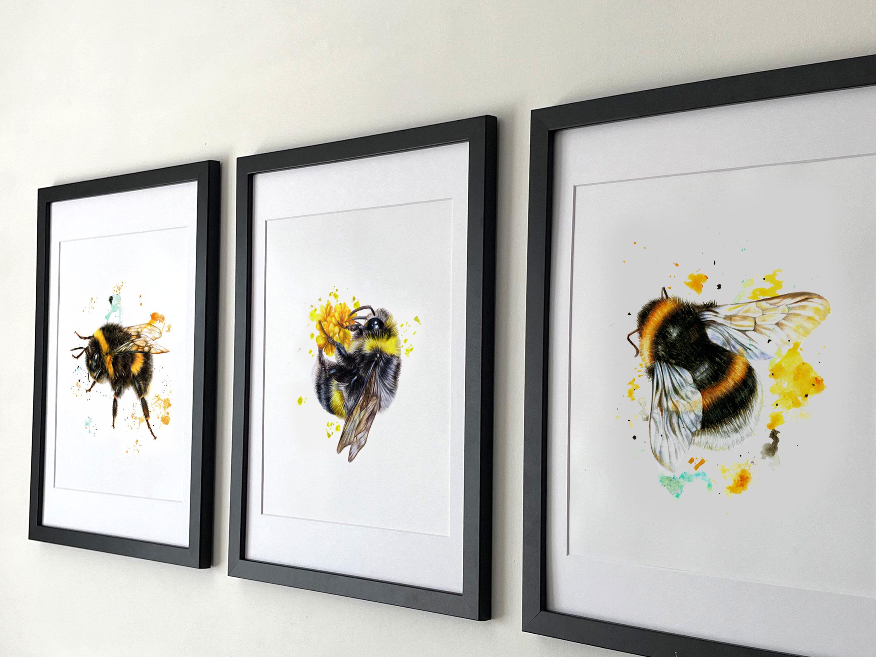 Set of 3 Bee Prints, Bumblebee Prints, Bee Wall Art, Bee Decor, Honey ...