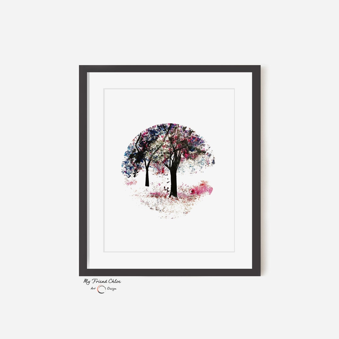 Modern Tree Print, Minimalist Landscape Painting, Framed Abstract Art ...