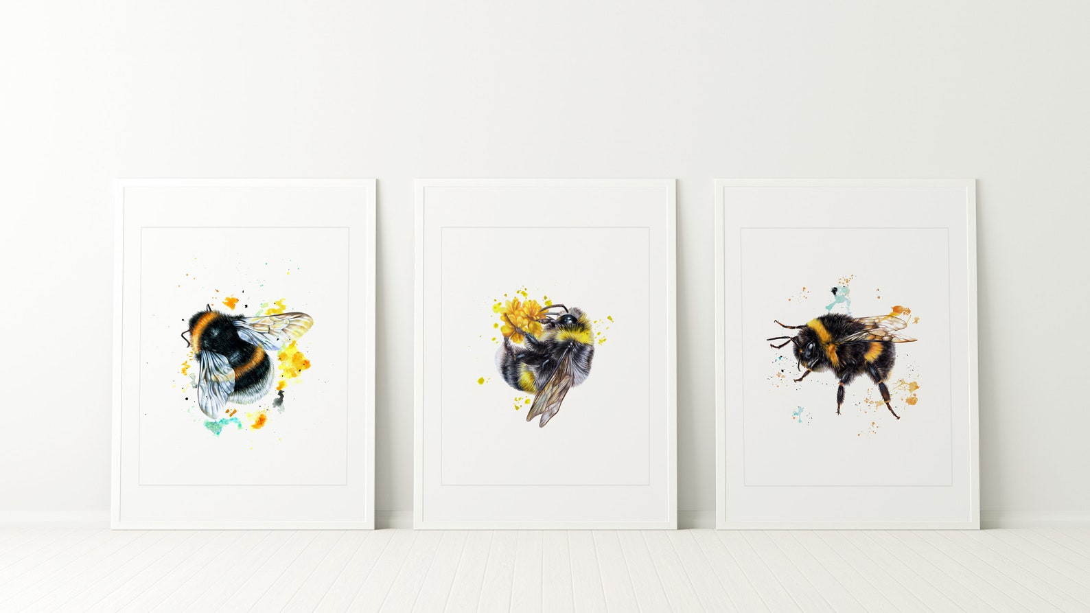 Set of 3 Bee Prints, Bumblebee Prints, Bee Wall Art, Bee Decor, Honey ...