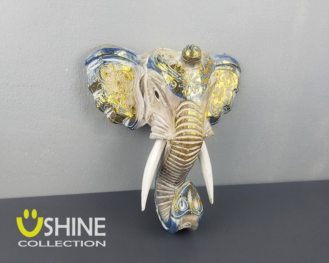 Hand Carvedwooden Elephant Maskelephant Maskwall - Etsy