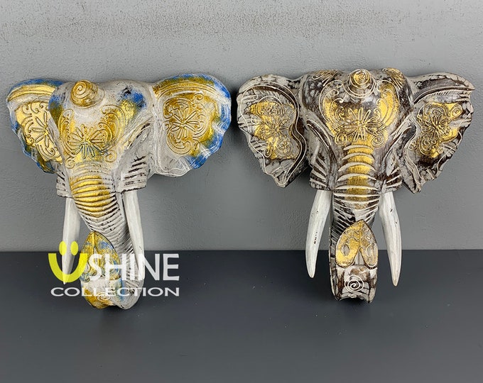 Elephant Wall Mask - Hanging Wooden Hand Carved Art Fair Trade Hand ...