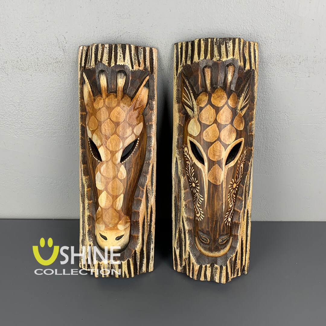 Set of 2 African Wall Decor,wooden Mask Wall Hanging,tribal Mask,home ...