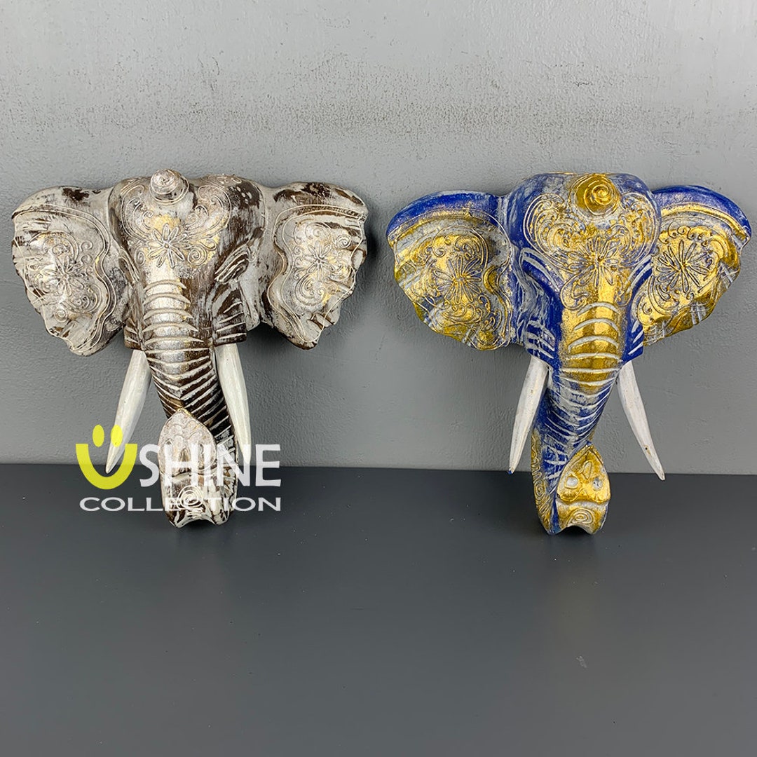 Hand Carved,wooden Elephant Mask,elephant Mask,wall Hanging,home Decor ...