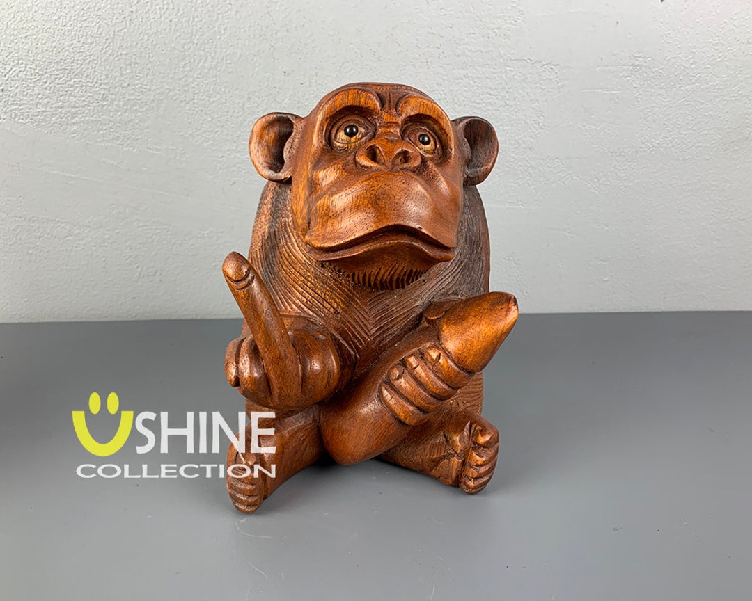 Handmade Wooden Monkey With Huge Penis,monkey Sculpture,penis Wood ...