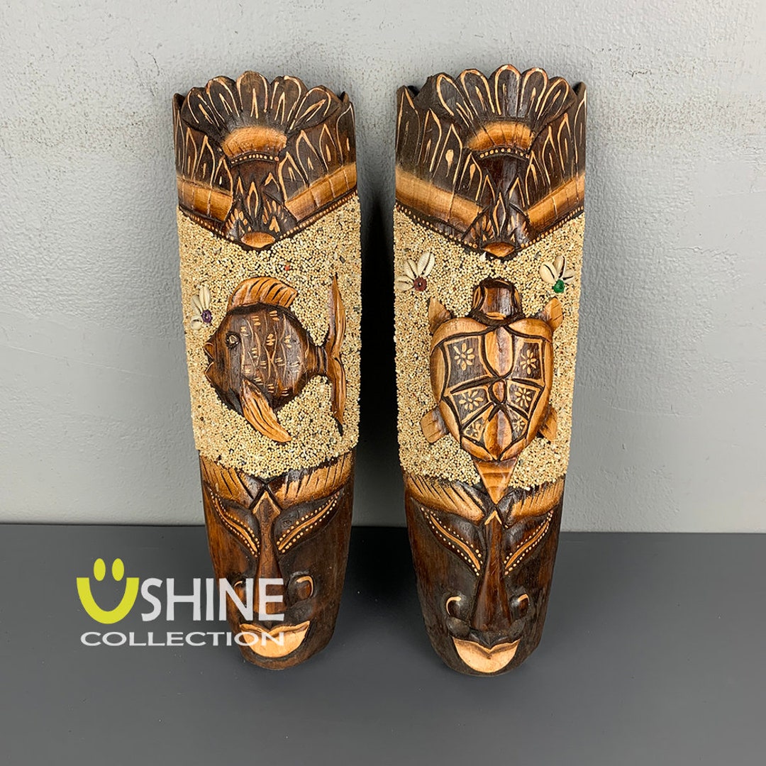 Set of 2 African Wall Decor,wooden Mask Wall Hanging,tribal Mask,home ...