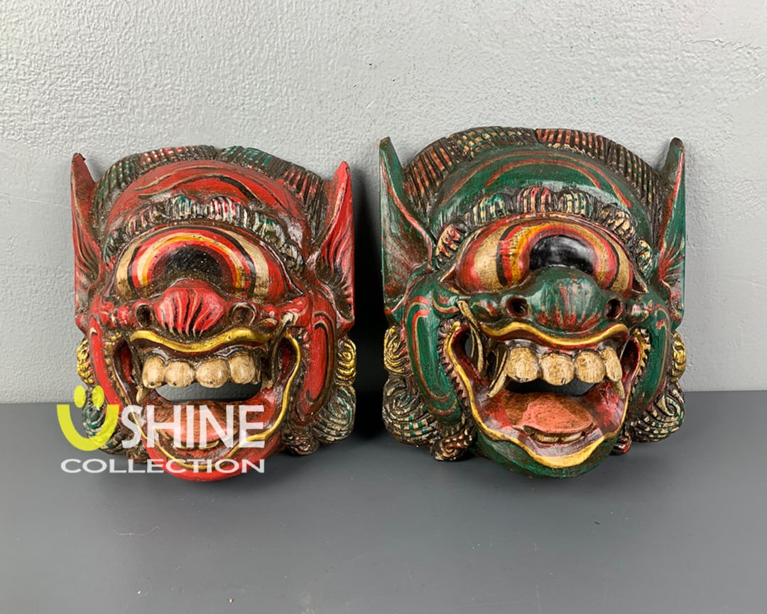 Set of 2 Antique Cyclops Wall Mask,devil One Eye,vintage, Barong Mask ...