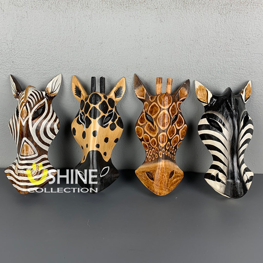 Set of 4 Vintage Zebra Wall Hanging,tribal Zebra Mask,african Decor ...