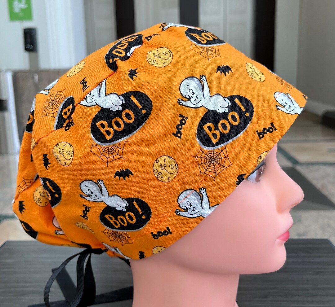 Casper the Friendly Ghost Halloween Scrub Cap Euro Style With Ribbon ...