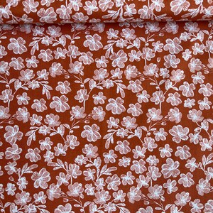 Rust and Ivory Floral Fabric - Etsy