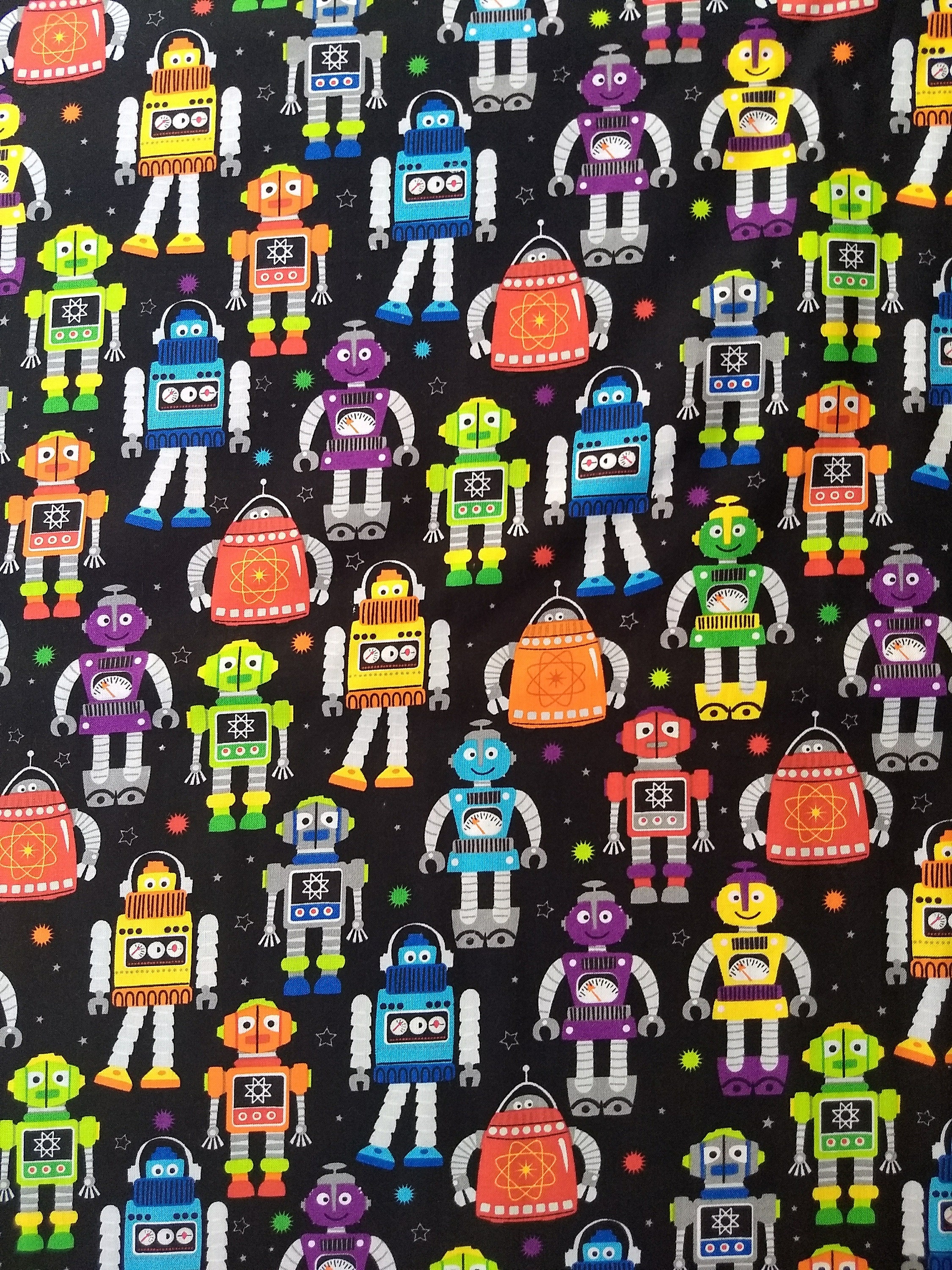 Robots Cotton FABRIC - Etsy