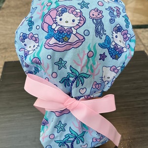 Hello Kitty Mermaid Cat Scrub Cap Ponytail Style - Etsy