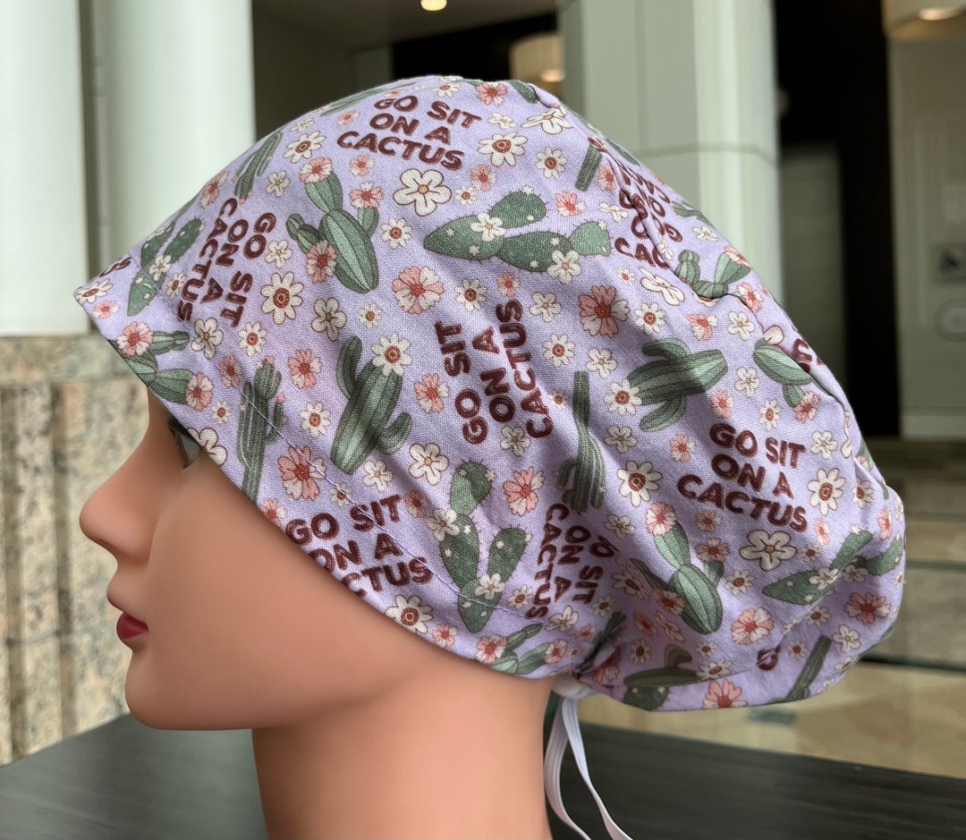 Go Sit on Cactus Funny Scrub Cap - Etsy