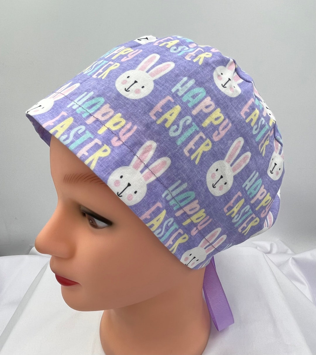 Happy Easter Euro Style Scrub Cap With Ribbon Ties or Toggle - Etsy