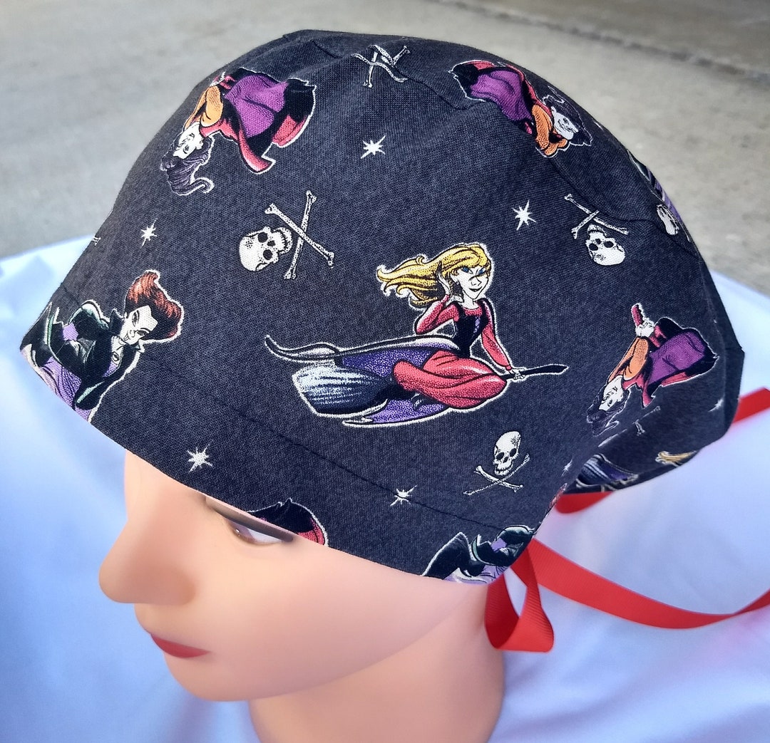 Hocus Pocus, Flying Witches Halloween Scrub Cap With Ribbon Ties or ...