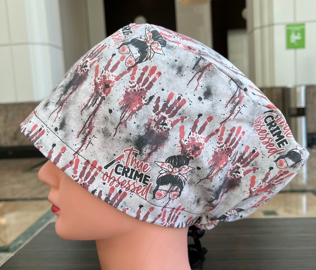 True Crime Obsessed Halloween Scrub Cap Euro Style - Etsy