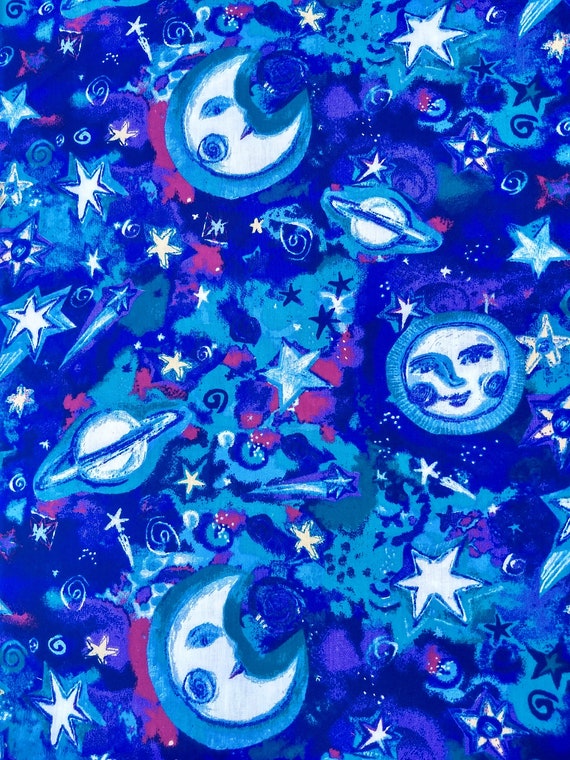Sun Moonstars and Planets Fabric | Etsy