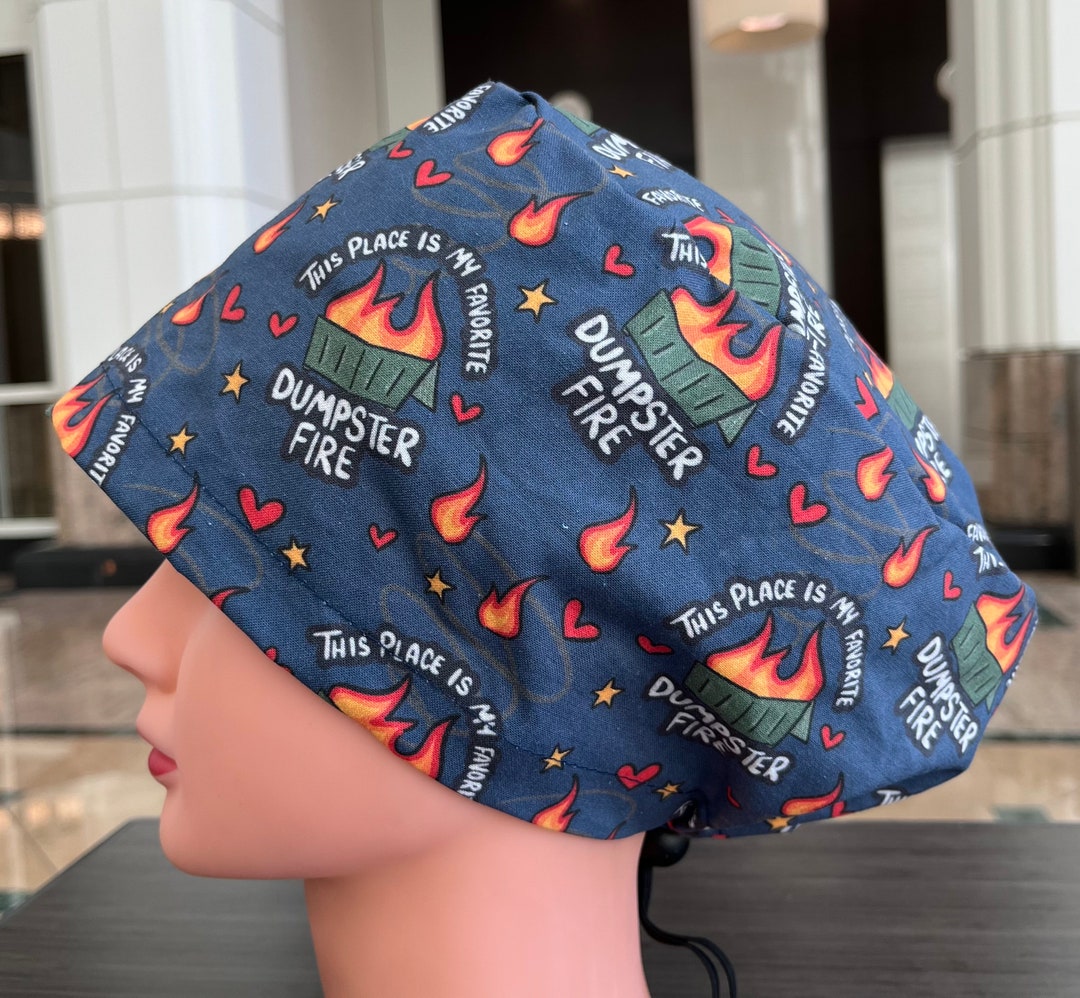Happy Dumpster Fire Funny Scrub Cap - Etsy