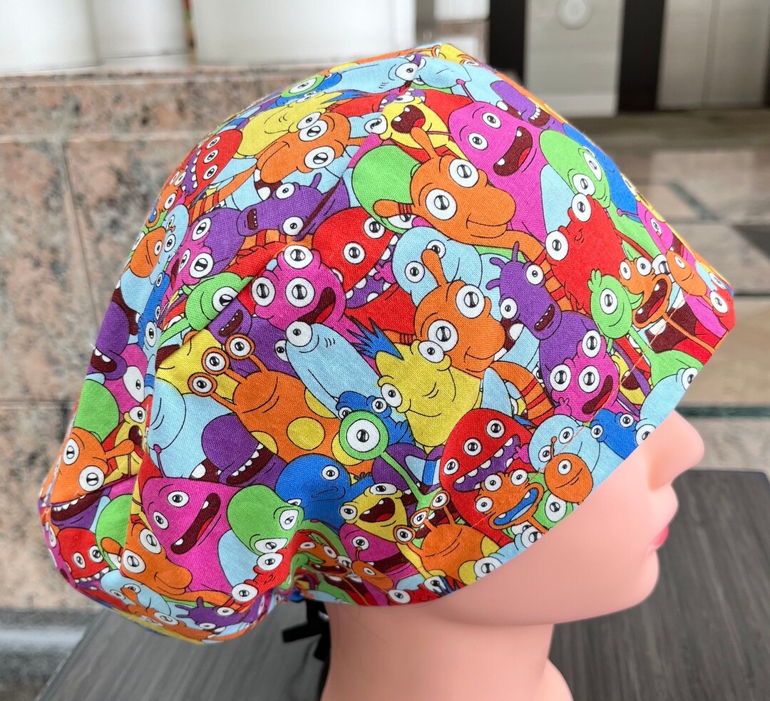 Glow in the Dark Rainbow Aliens Scrub Cap Euro Style for Women, Nurses ...