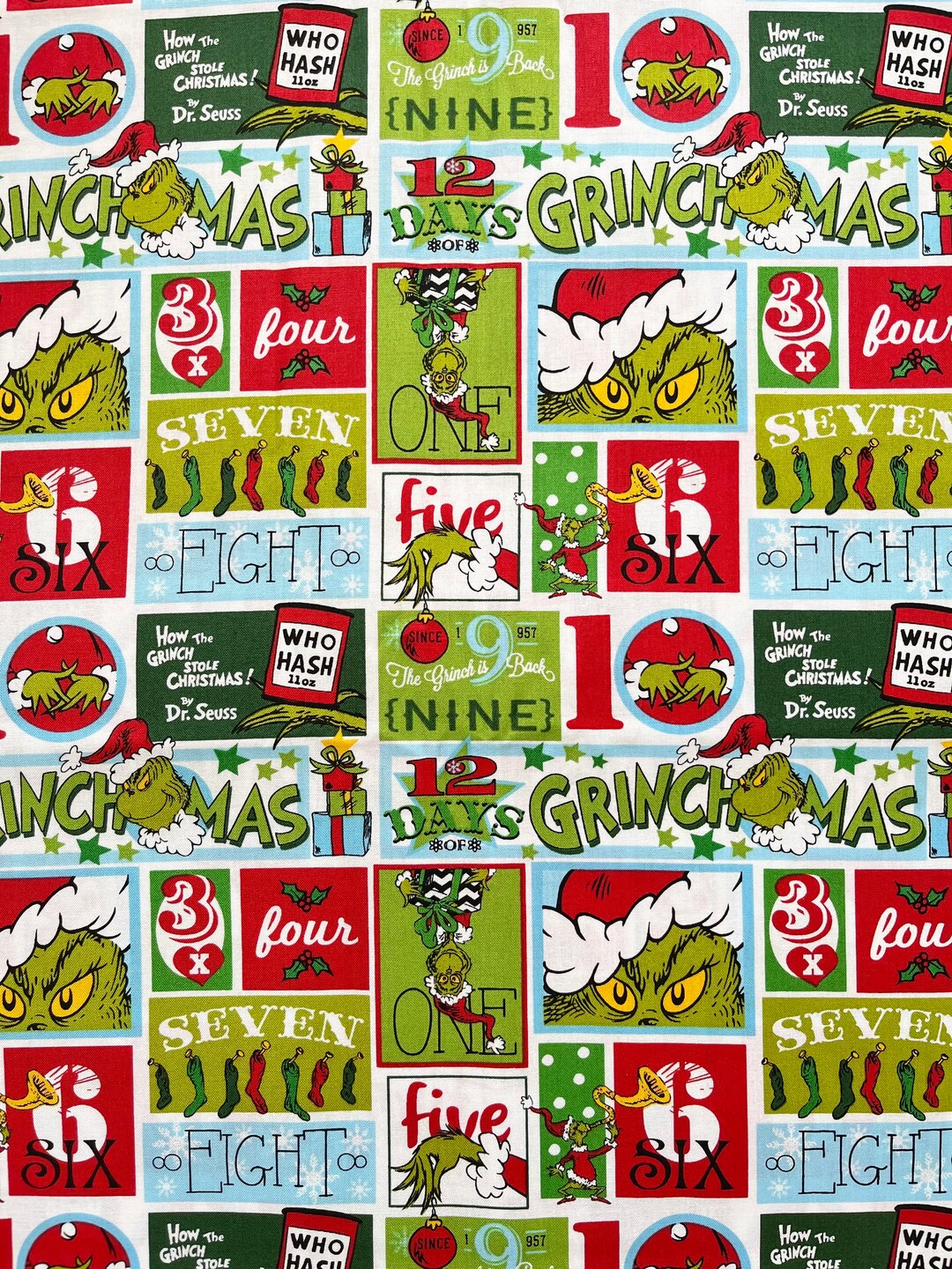 Grinch Twelve Days of Christmas Fabric Half a Yard - Etsy