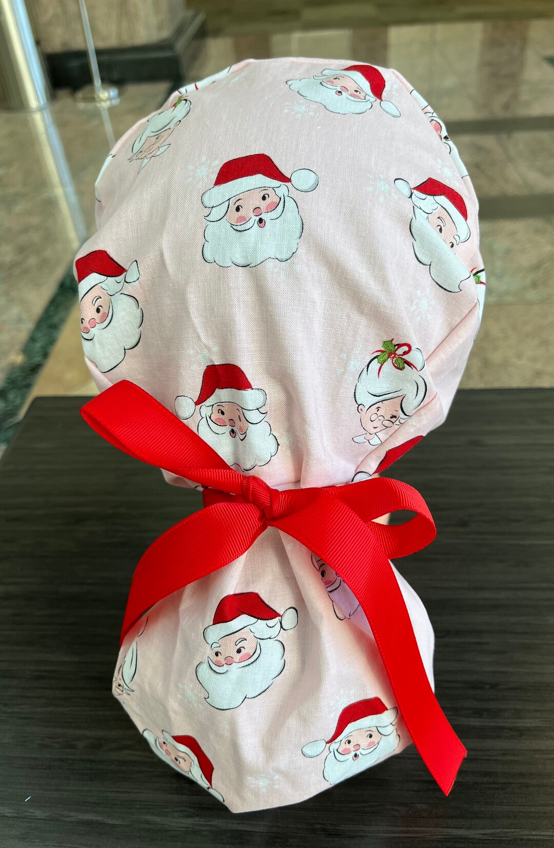 Santa and Mrs Claus Christmas Scrub Cap Ponytail Stlye - Etsy