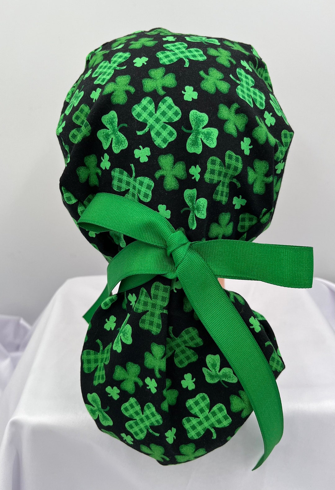 Patterned Shamrock Ponytail St. Patrick Day Scrub Cap - Etsy