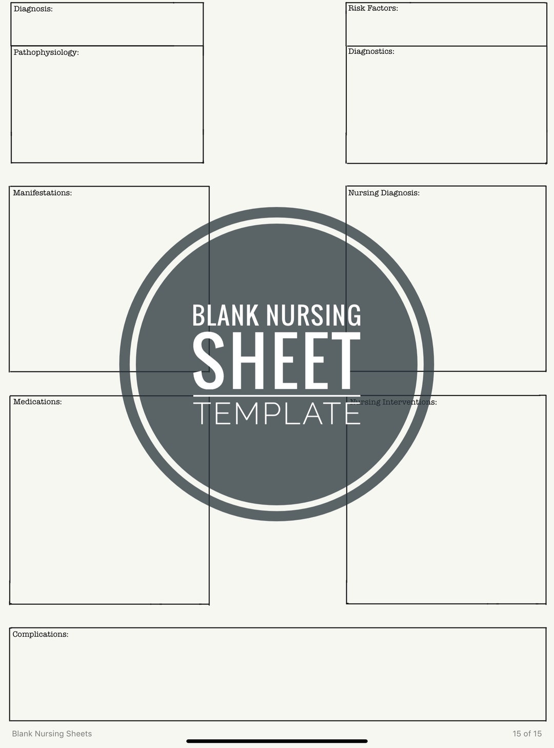 Blank Nursing Sheets; Printable PDF - Etsy