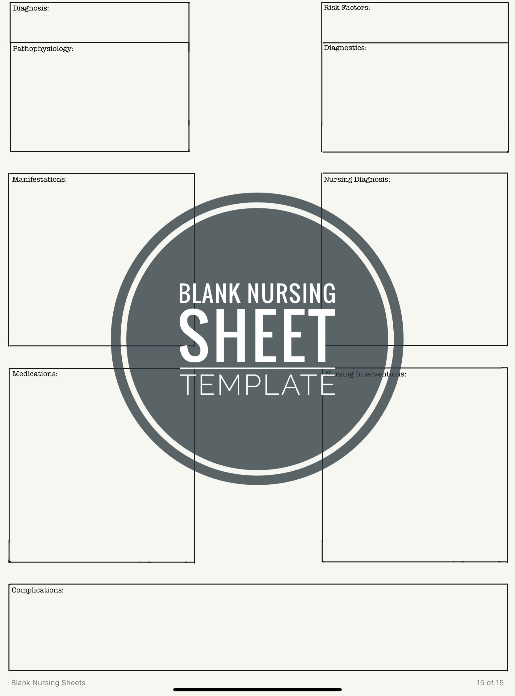 Blank Nursing Sheets; Printable PDF - Etsy