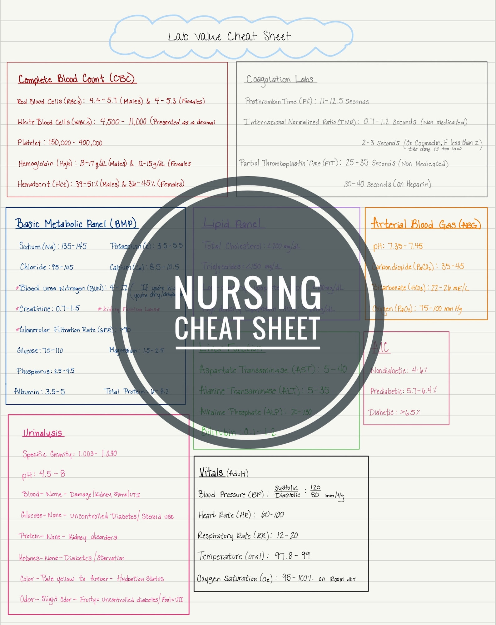 Nursing Notes Cheat Sheet Med Surg; PDF Printable Sheet - Etsy