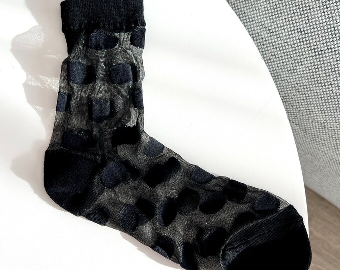 Black Polka Dot Sheer Socks, Sheer Mesh Transparent Socks, See Through ...