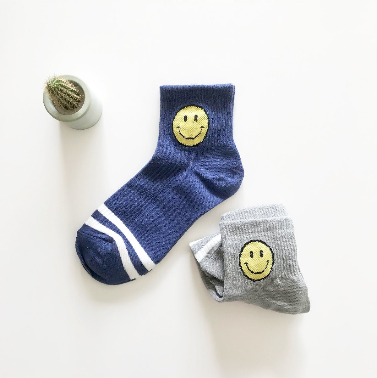 Yellow Smiley Face Socks, Casual Cute Socks, Gift for Her, Fun Socks ...