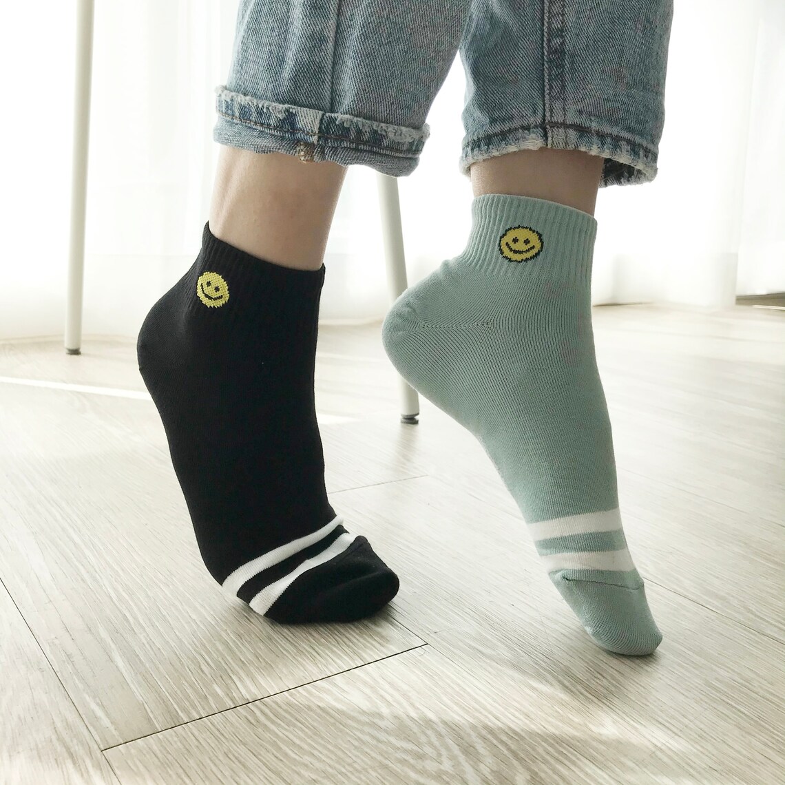 Yellow Smiley Face Socks, Ankle Socks, Fun Socks, Cute Socks, Smiley ...