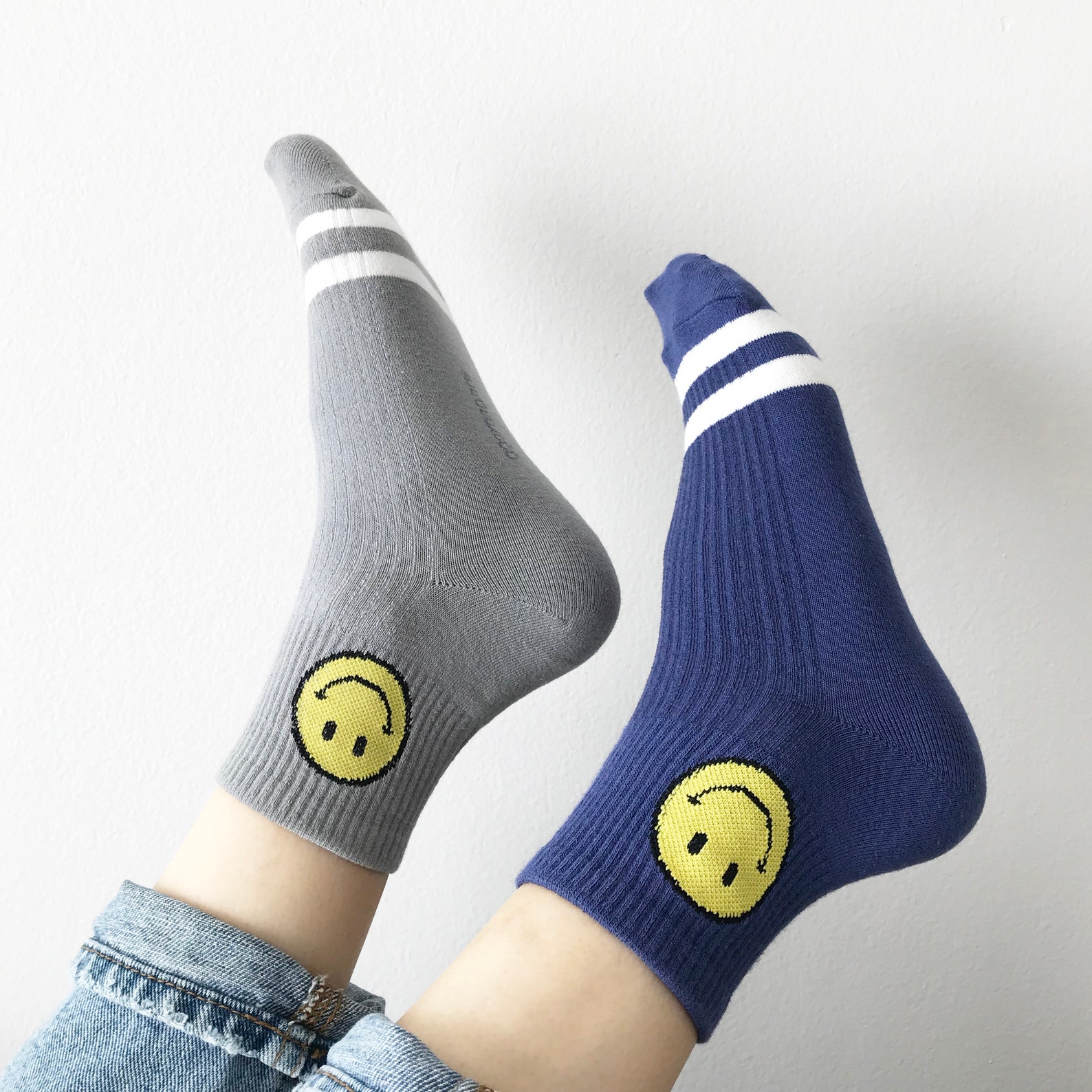 Yellow Smiley Face Socks, Casual Cute Socks, Gift for Her, Fun Socks ...