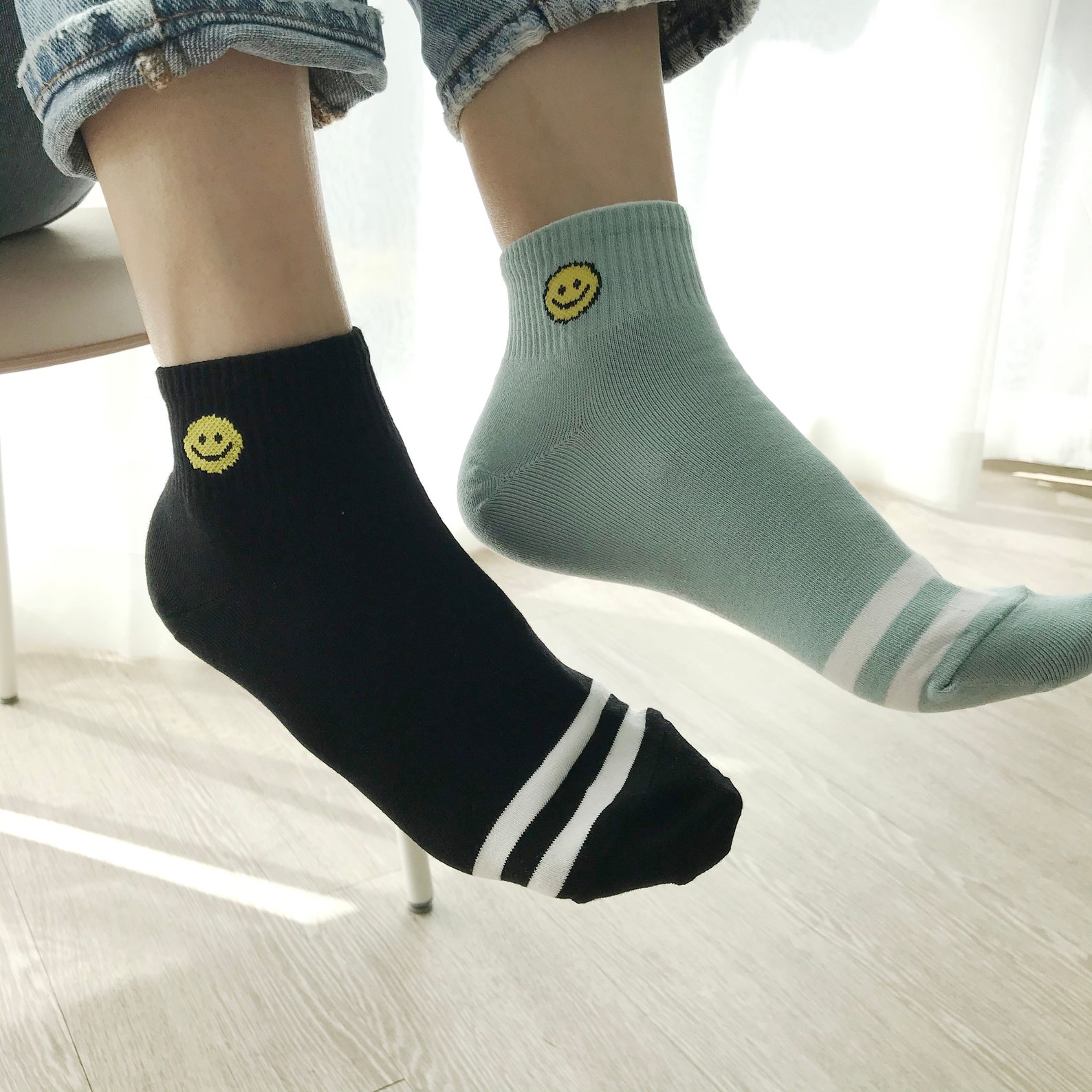 Yellow Smiley Face Socks, Ankle Socks, Fun Socks, Cute Socks, Smiley ...