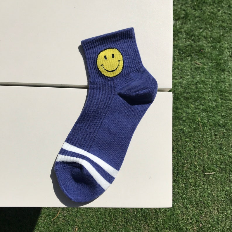 Yellow Smiley Face Socks, Casual Cute Socks, Gift for Her, Fun Socks ...