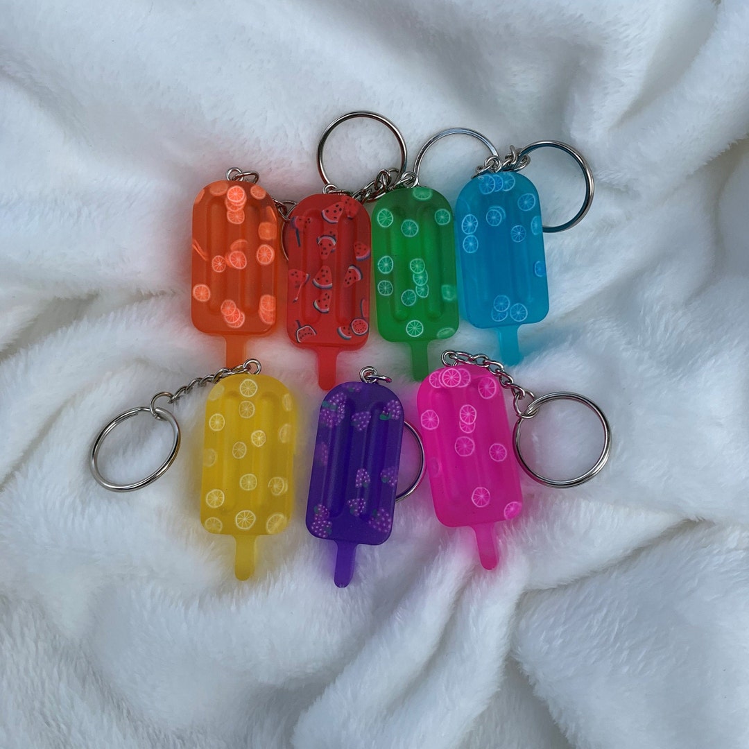 Popsicle Resin Keychain Fruit Popsicle Keychain Colorful - Etsy