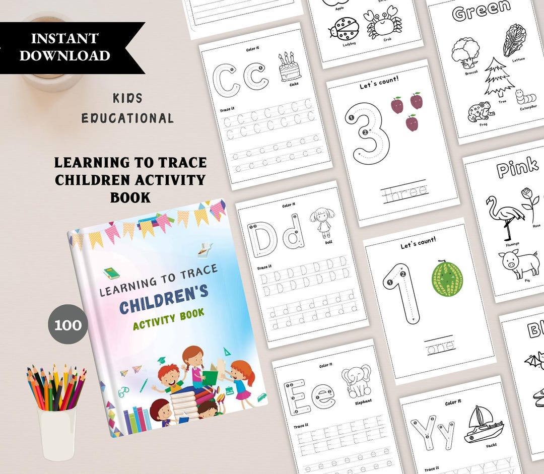 Preschool Tracing Activity Book: Alphabet, Numbers, Shapes (educational ...