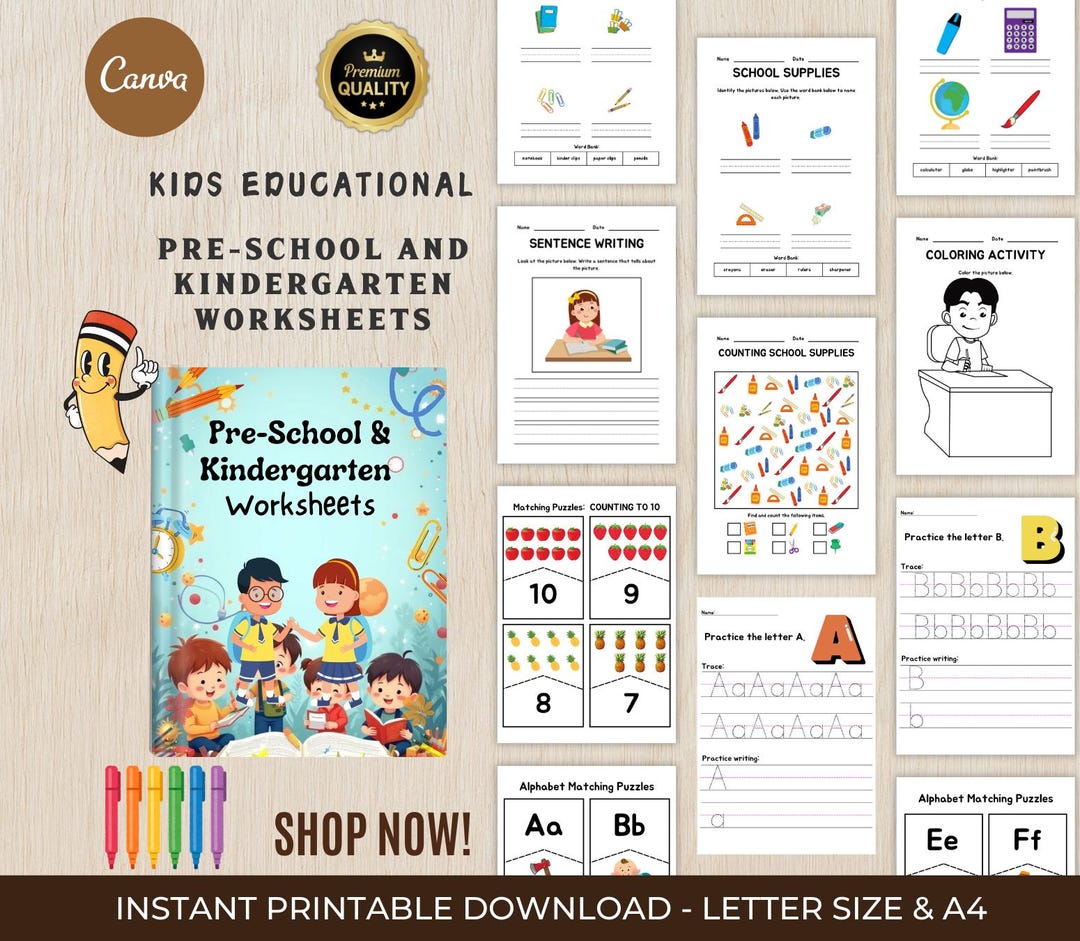 Preschool & Kindergarten Activity Pack: Early Learning Workbook (PDF ...