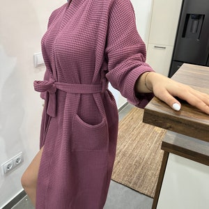 Organic Cotton Waffle Bathrobe, Kimono Spa Robe, Dusty Rose Bathrobe ...