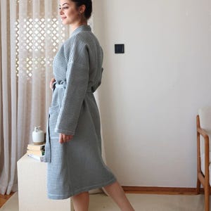 Green Waffle Weave Cotton Robe, Versatile Unisex Robe for Home, Custom ...