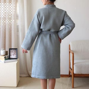 Green Waffle Weave Cotton Robe, Versatile Unisex Robe for Home, Custom ...