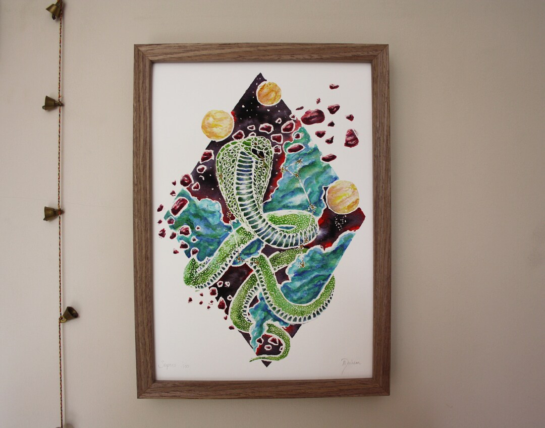 Constellation Serpens - A4 Giclée Watercolour Galaxy Snake Print ...