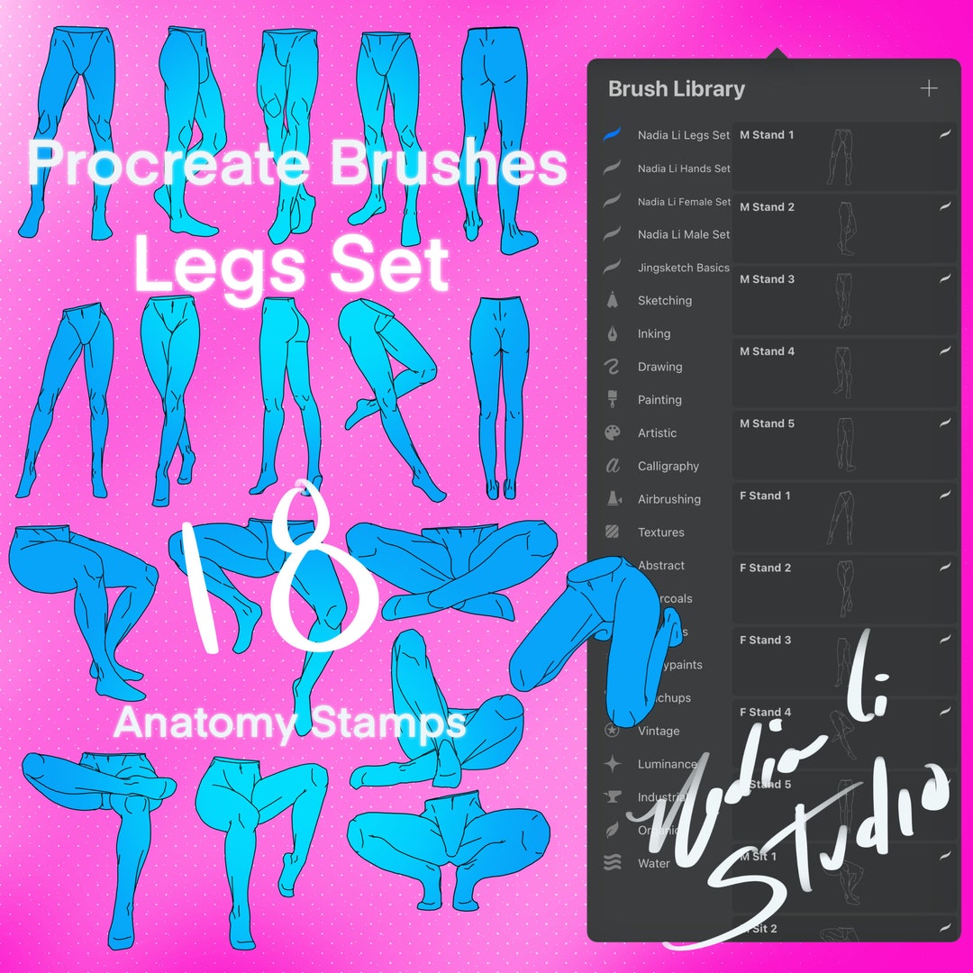 Procreate Anatomy Brushes (18 Digital Stamps) Male & Female Legs - Etsy