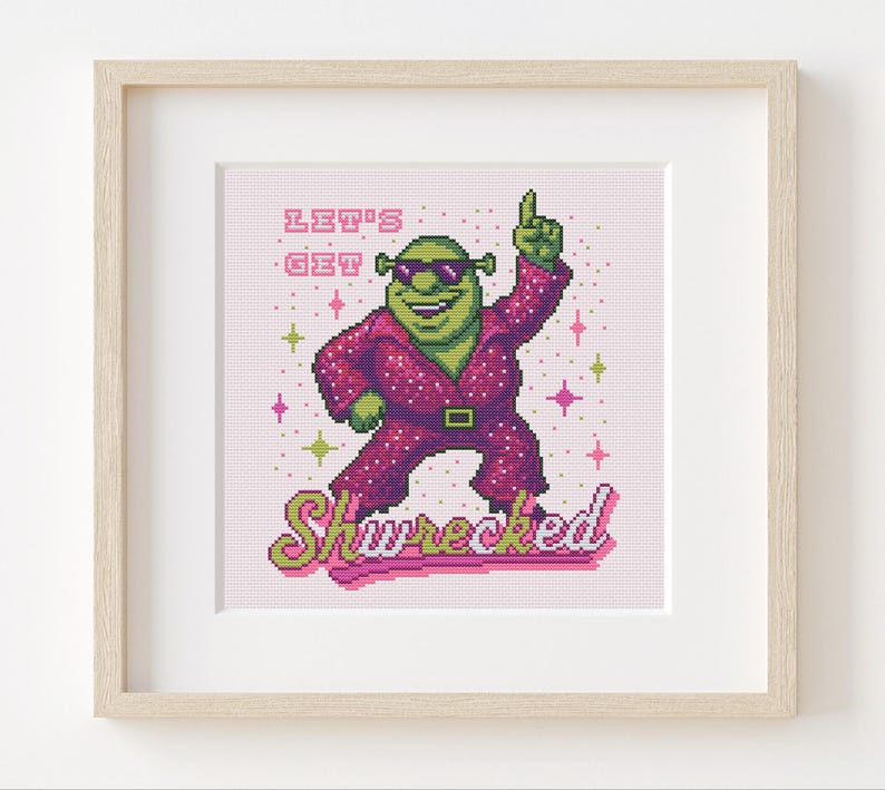 Disco Shrek Cross Stitch Pattern: Funny Meme Embroidery (PDF Digital ...
