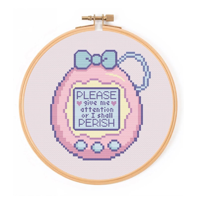 Tamagotchi Cross Stitch Pattern Please Give Me Attention or I Shall ...